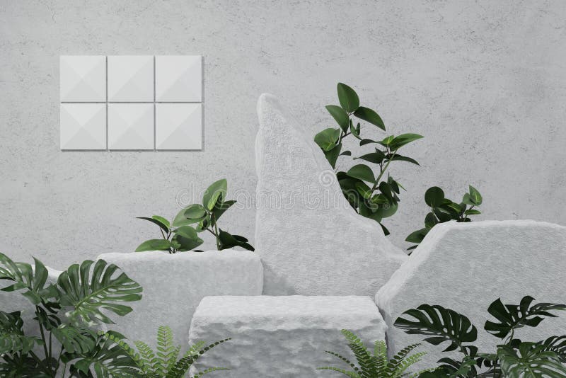 3D Rendering Abstract Stone Platform Podium Product Presentation with ...