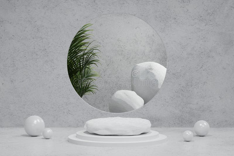 3D Rendering Abstract Stone Platform Podium Product Presentation with ...