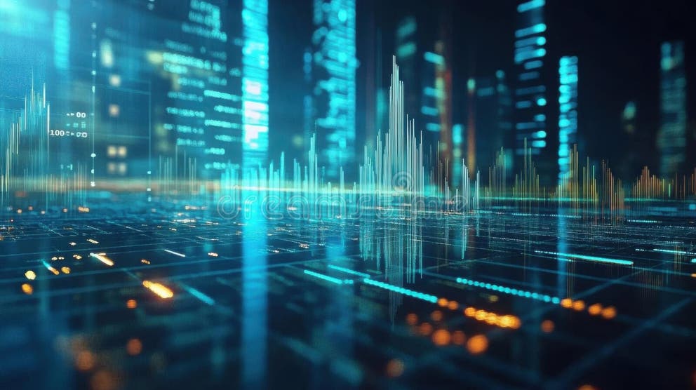 3D Rendering of Abstract Technology Background with Binary Code and Digital Numbers Stock ...