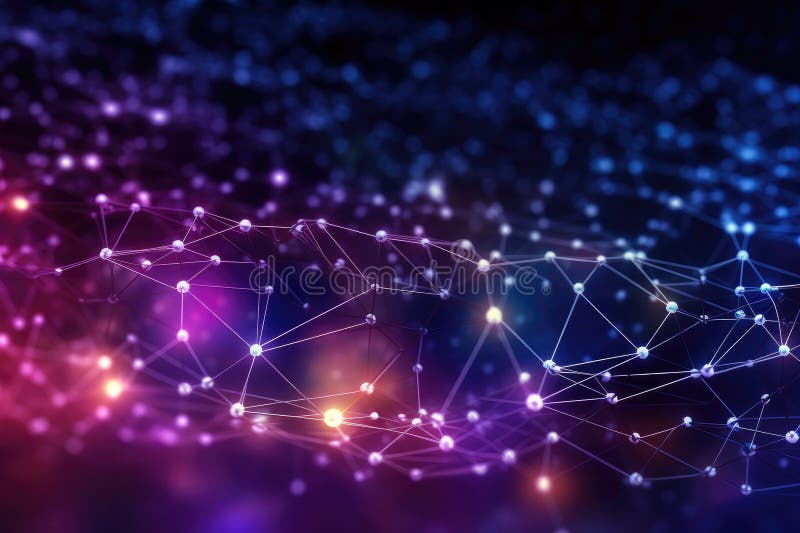 3d Rendering Of Abstract Technology Background With Connecting Dots And