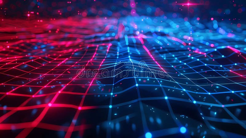 3d Rendering of Abstract Technology Background with Glowing Particles ...