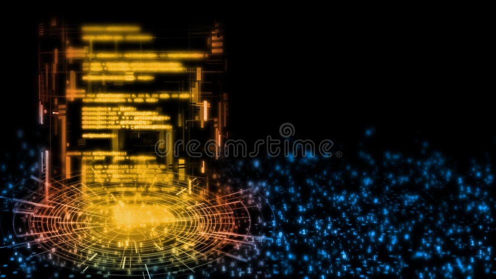 3D Rendering of Abstract Technology Background. Sci Fi Software Coding ...