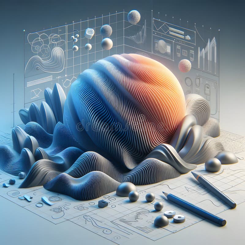 3d Rendering of Abstract Technology Background with Various Objects ...