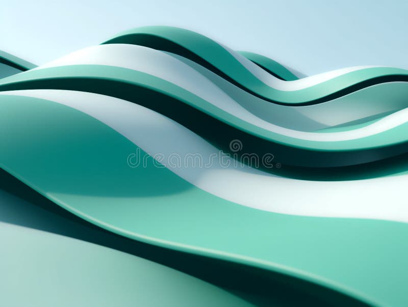 3D Rendering Abstract Texture Wavy Green Line Stock Illustration ...