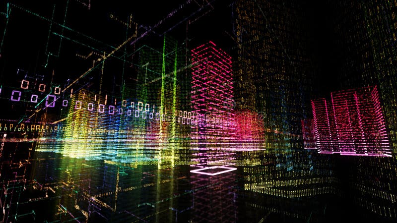 3D Rendering of Abstract Virtual City Inside a Computer System ...