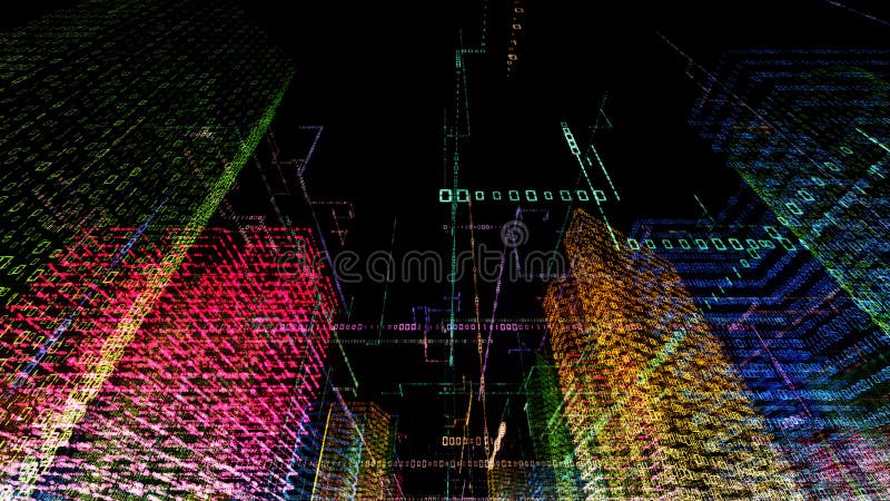 3D Rendering of Abstract Virtual City Inside a Computer System ...