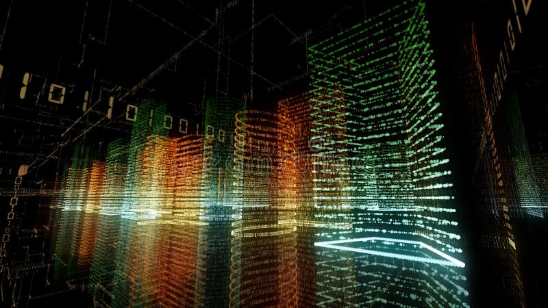 3D Rendering of Abstract Virtual City Inside a Computer System ...
