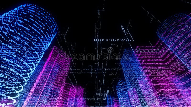 3D Rendering of Abstract Virtual City Inside a Computer System ...