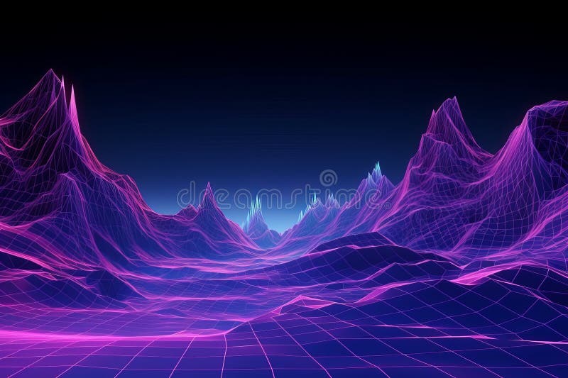 3d Rendering, Abstract Virtual Reality Violet Background, Cyber Space ...