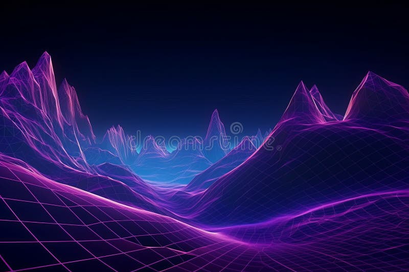 3d Rendering, Abstract Virtual Reality Violet Background, Cyber Space ...