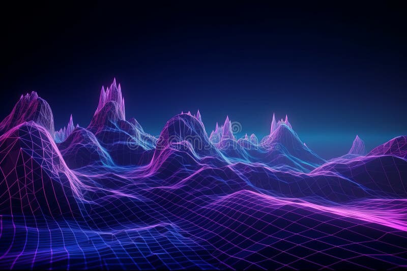 3d Rendering, Abstract Virtual Reality Violet Background, Cyber Space ...