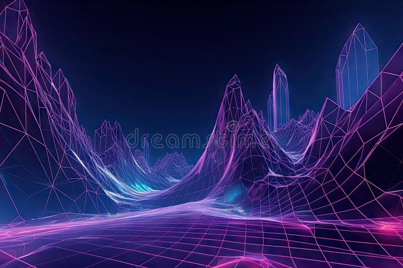 3d Rendering, Abstract Virtual Reality Violet Background, Cyber Space ...