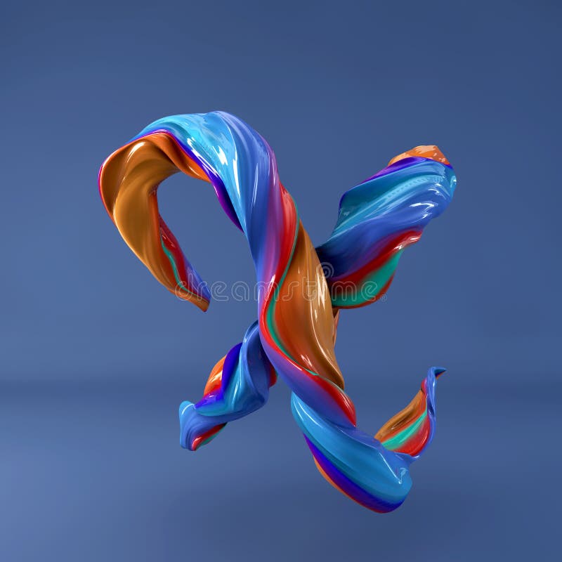 3d Rendering of Isolated Letter. Wavy Dabs of Colorful Paint by ...