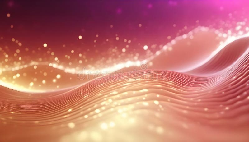 3d Rendering of Abstract Wavy Surface with Glowing Particles ...