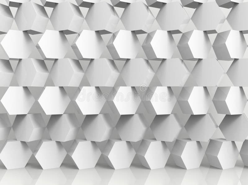 3d Rendering. Abstract White Hexagonal Shape Stack Wall Background ...