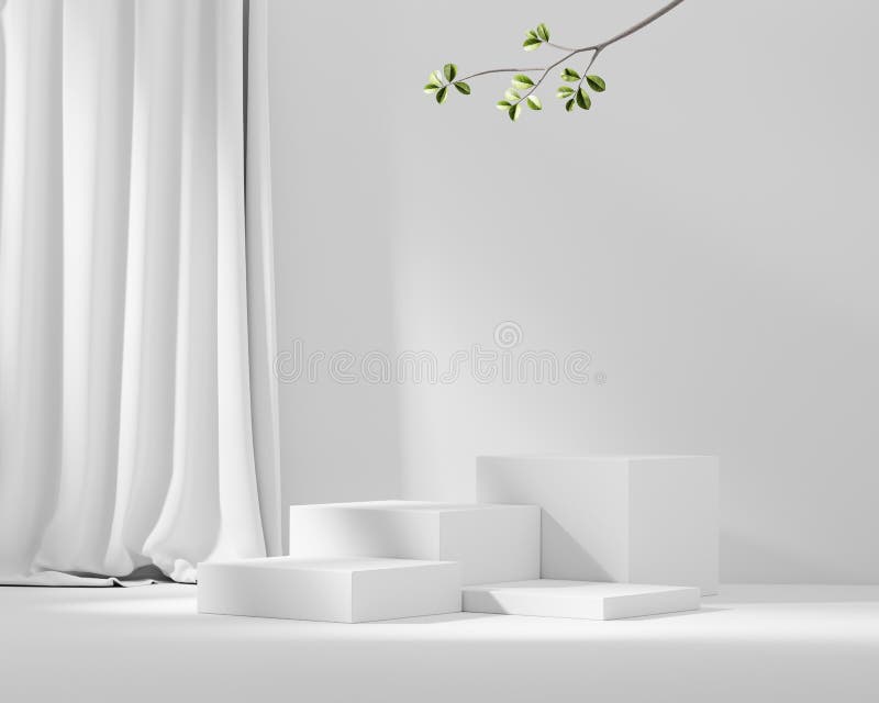 3D Rendering Abstract White Platform Podium Product Presentation ...