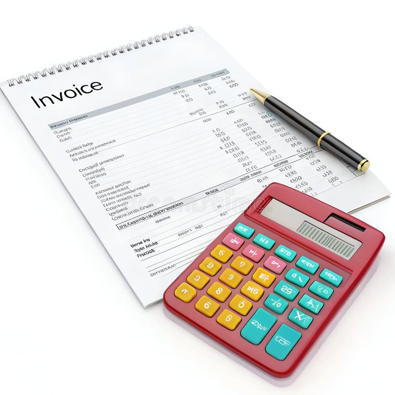 3D Rendering Accounting Concept with Invoice Paper and Colorful ...