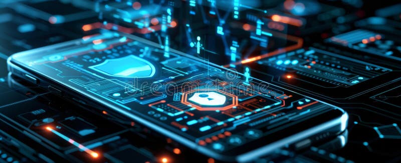 3D Rendering of an Advanced Cybersecurity System on a Smartphone Stock ...