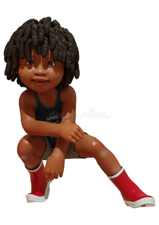 3D Rendering African Boy on White Stock Illustration - Illustration of ...