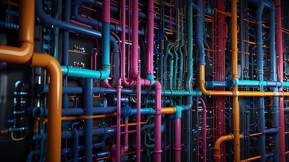 3D Rendering of AI Algorithms Visualized As Data Flowing through Pipelines Stock Illustration ...