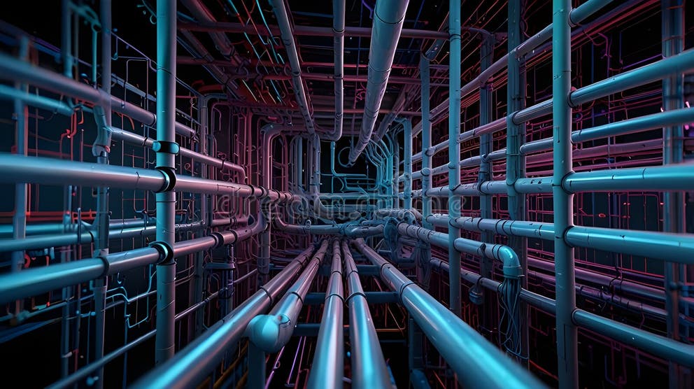 3D Rendering of AI Algorithms Visualized As Data Flowing through ...