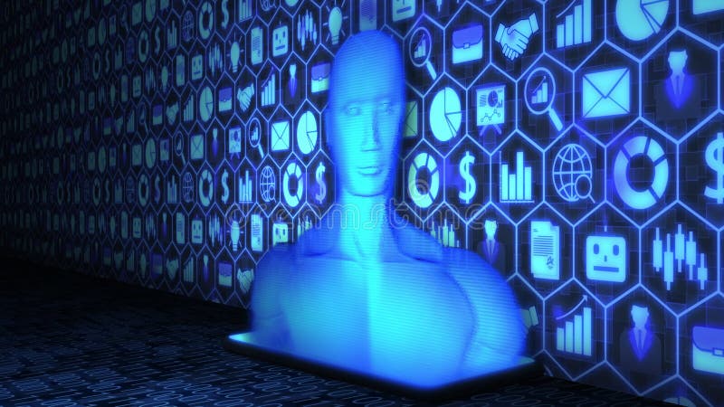 3D Rendering AI/Human Body Hologram Projecting from Smartphone on the ...
