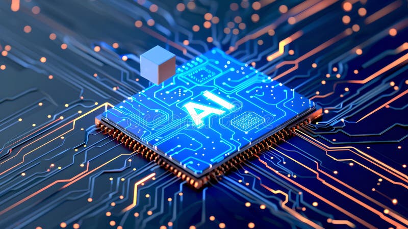 Futuristic AI Chip on a Circuit Board. Technology and Innovation ...