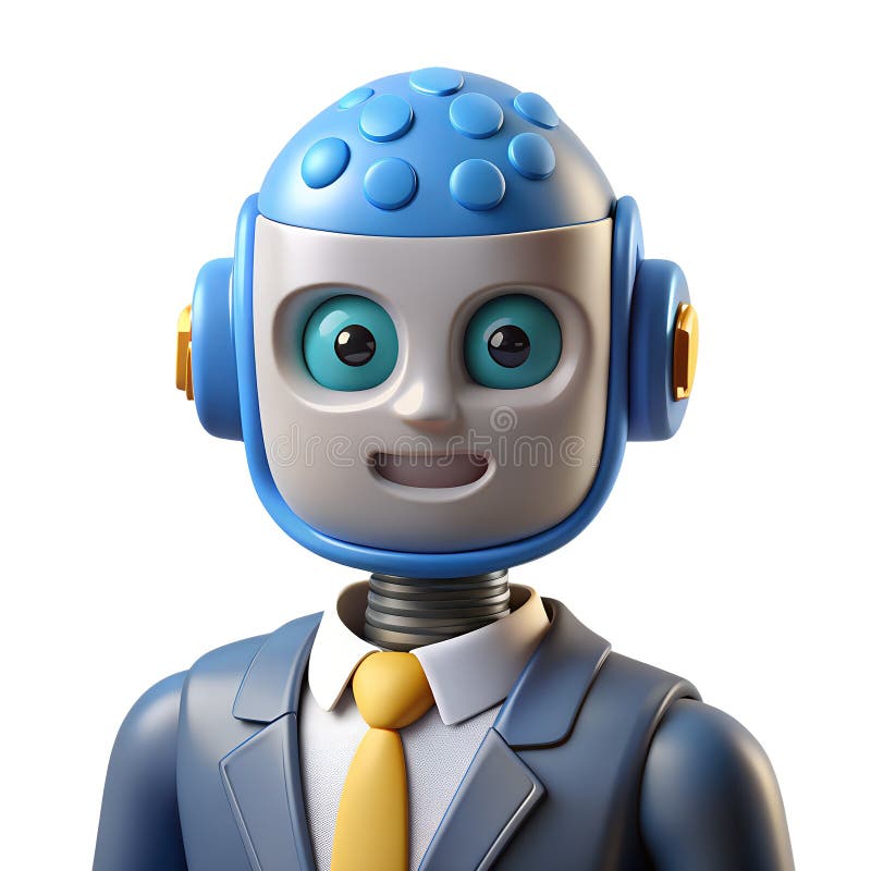 3D Rendering of AI Robot with Brain on White Backdrop Stock ...