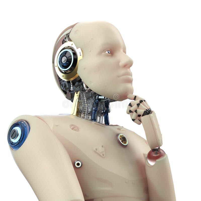 Robot with Human Skin Think or Analyze Stock Illustration ...