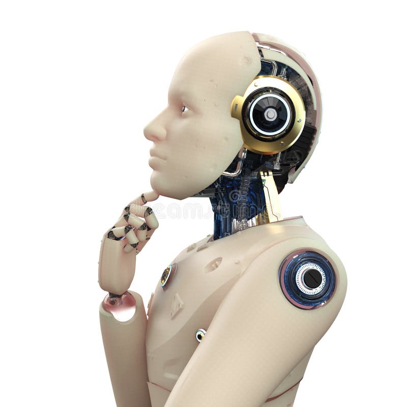 Robot with Human Skin Think or Analyze Stock Illustration ...