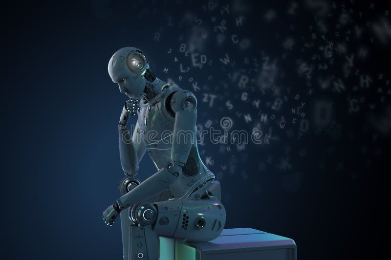 Robot Learning or Solving Problems Stock Illustration - Illustration of ...