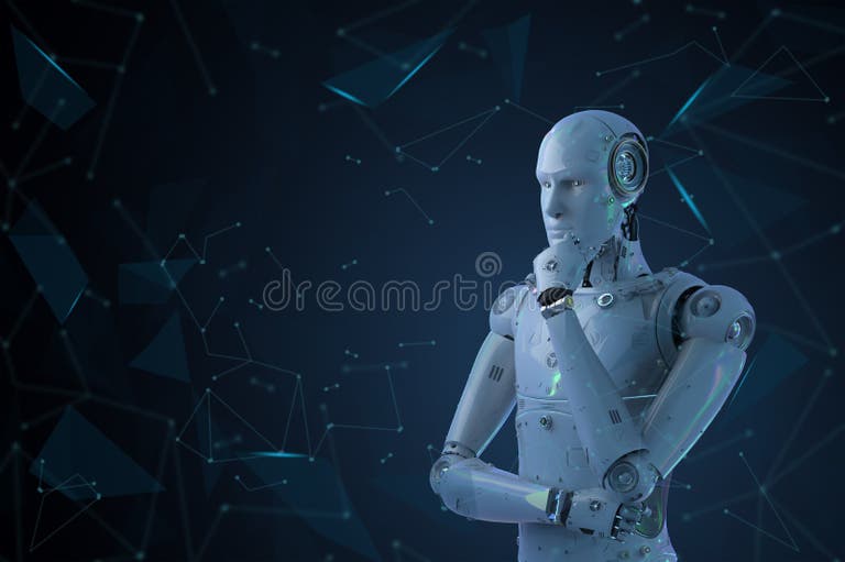 Ai robot thinking stock photo. Image of automaton, ponder - 123552072