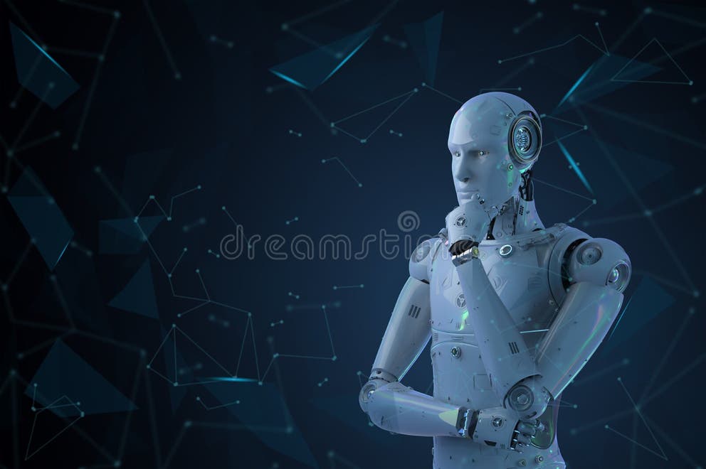 Ai robot thinking stock photo. Image of automaton, ponder - 123552072