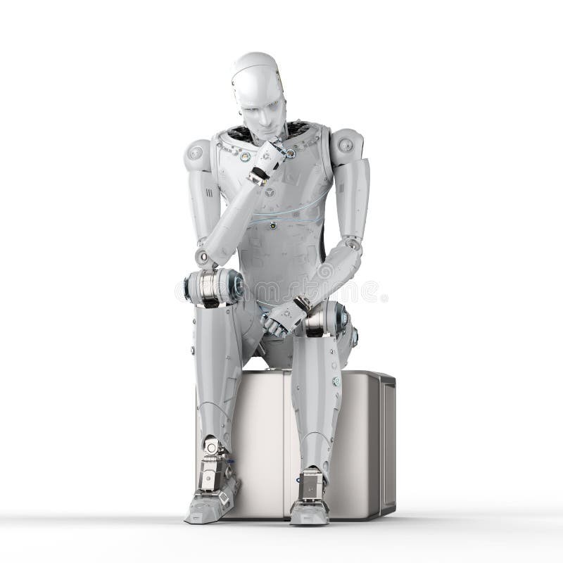 Ai robot thinking stock illustration. Illustration of robotic - 125202109