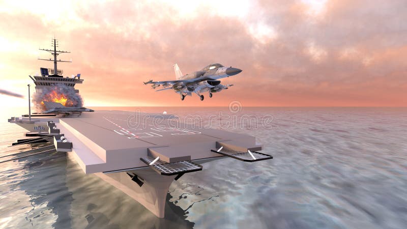 3D Rendering of the Aircraft Carrier Stock Illustration - Illustration ...
