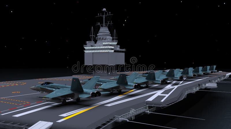 3D Rendering of the Aircraft Carrier Stock Illustration - Illustration ...
