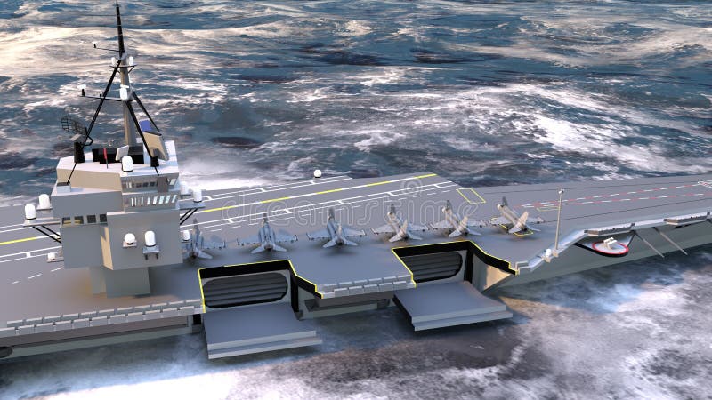 3D Rendering of the Aircraft Carrier Stock Illustration - Illustration ...