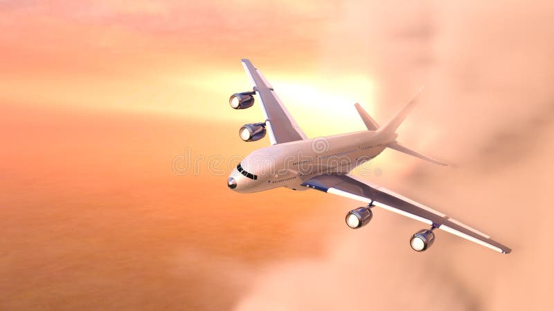 3D Rendering of an Airplane Stock Illustration - Illustration of world ...