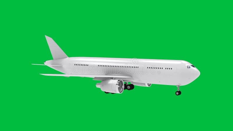 Airplane Flying on Green Screen, Leaving Dotted Line Path Template ...