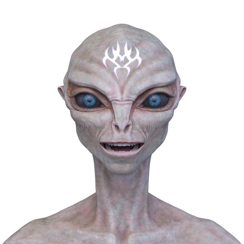 3D Rendering of an Alien Face Stock Illustration - Illustration of ...