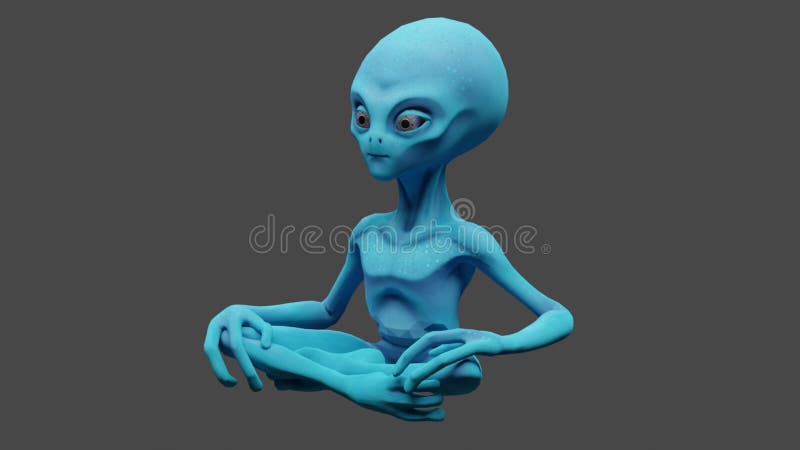 3D Rendering of an Alien Model on Gray Background Stock Illustration ...