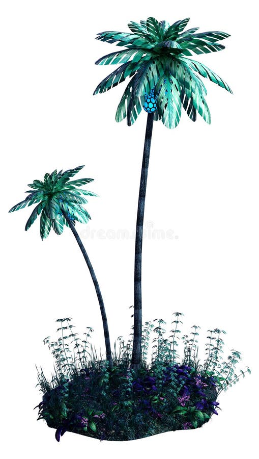3D Rendering Alien Palm Trees on White Stock Illustration ...