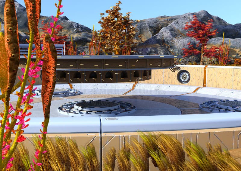 3D Rendering Alien Plantet stock illustration. Illustration of tree ...