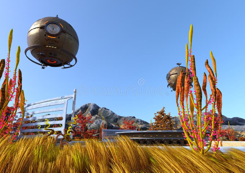 3D Rendering Alien Plantet stock illustration. Illustration of fiction ...