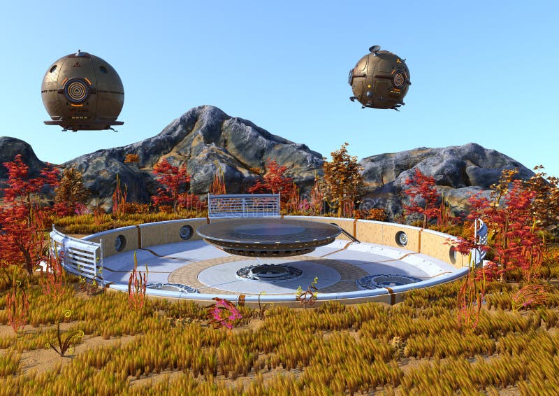 3D Rendering Alien Plantet stock illustration. Illustration of ...