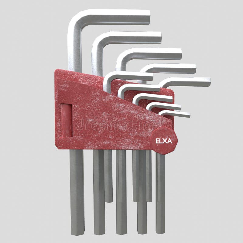 3d Rendering of Allen Key Tool Set Stock Illustration - Illustration of ...