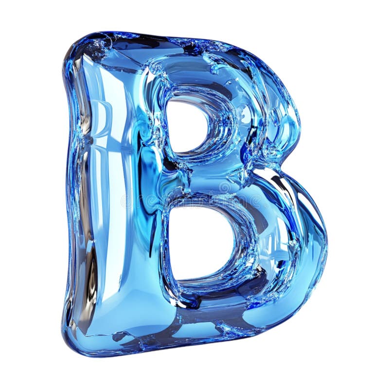 3D Rendering of a Alphabet Number B Letter Made from Blue Glass on ...