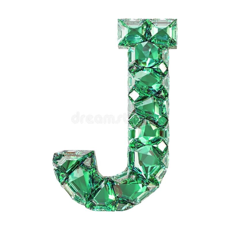 3D Rendering of a Alphabet Number J Letter Made from Emerald Gemstone ...