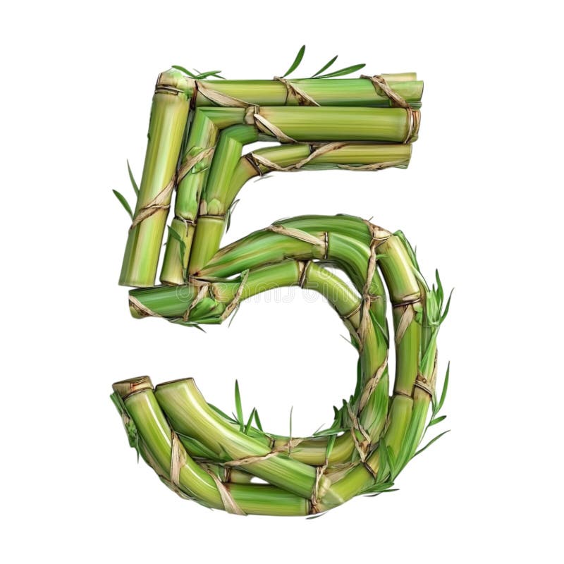 3D Rendering of a Alphabet Number 5 Letter Made from Bamboo on ...