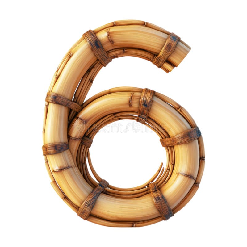 3D Rendering of a Alphabet Number 6 Letter Made from Bamboo on ...